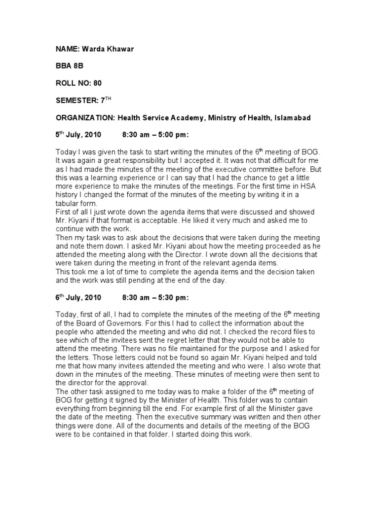 Weekly Internship Report For 4th Week | PDF | Board Of Directors ...