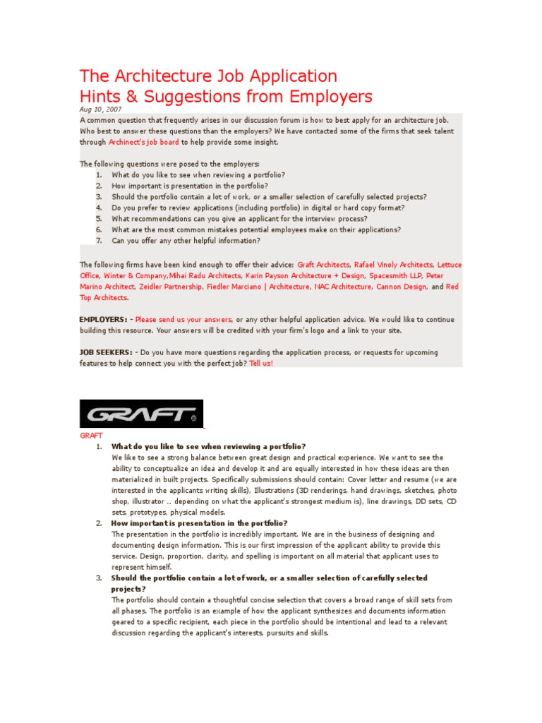 Architecture Job Application Advice: Insights from Employers on ...