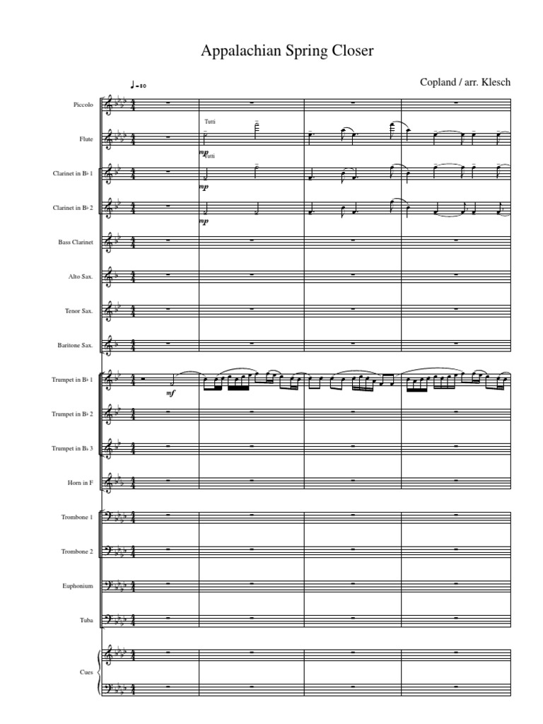 Appalachian Spring Closer SCORE | PDF | Saxophone | Woodwind Instruments
