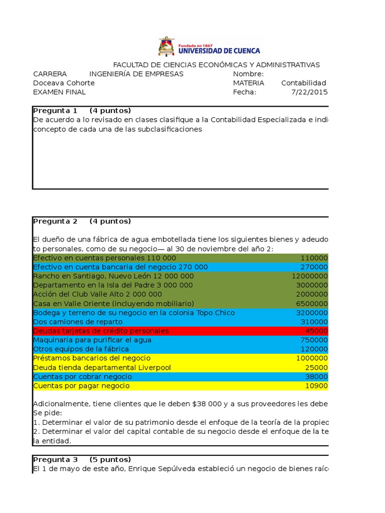 Examen Final Conta 1 | PDF | Amortización (Negocio) | Contabilidad