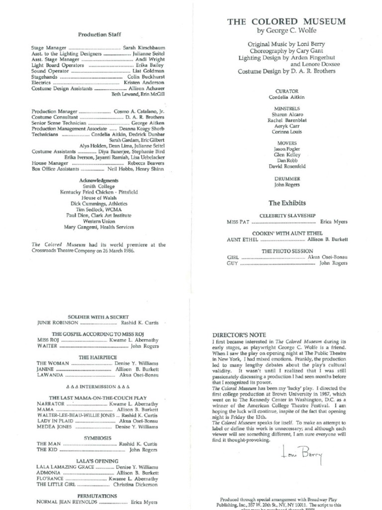 The Colored Museum | PDF | Performing Arts | Theatre