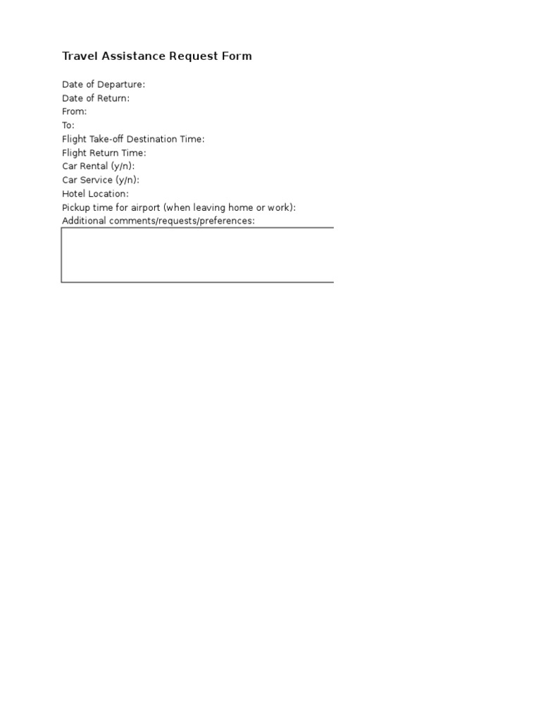 Travel Assistance Request Form | PDF