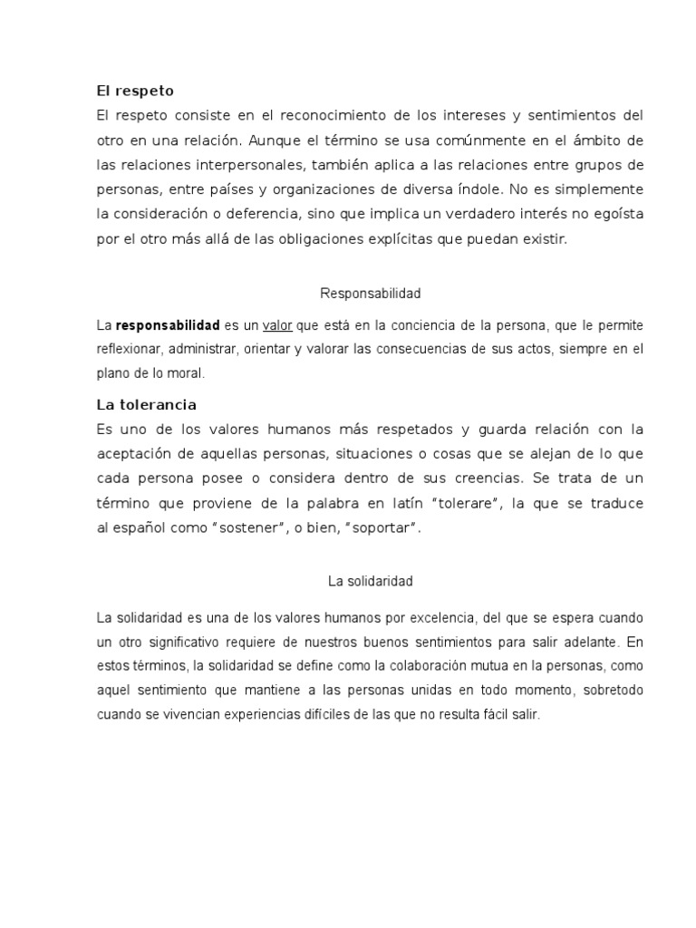 El Respeto Solidaridad Equidad Dialogo 2016 | PDF | Moralidad | Ciencia ...