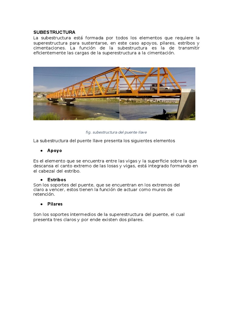 Caracteristicas de La Subestructura | PDF | Fundación (Ingeniería) | Puente
