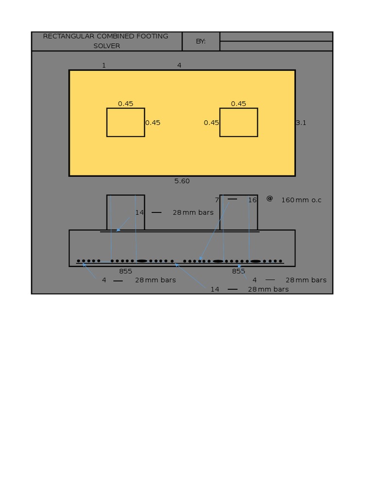 Rectangular Combined Footing BY: Solver 1 4 | PDF | Teaching Mathematics