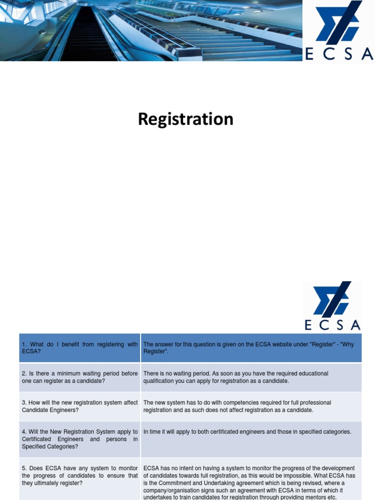 ECSA FAQ Registration Questions | Download Free PDF | Science | Engineering