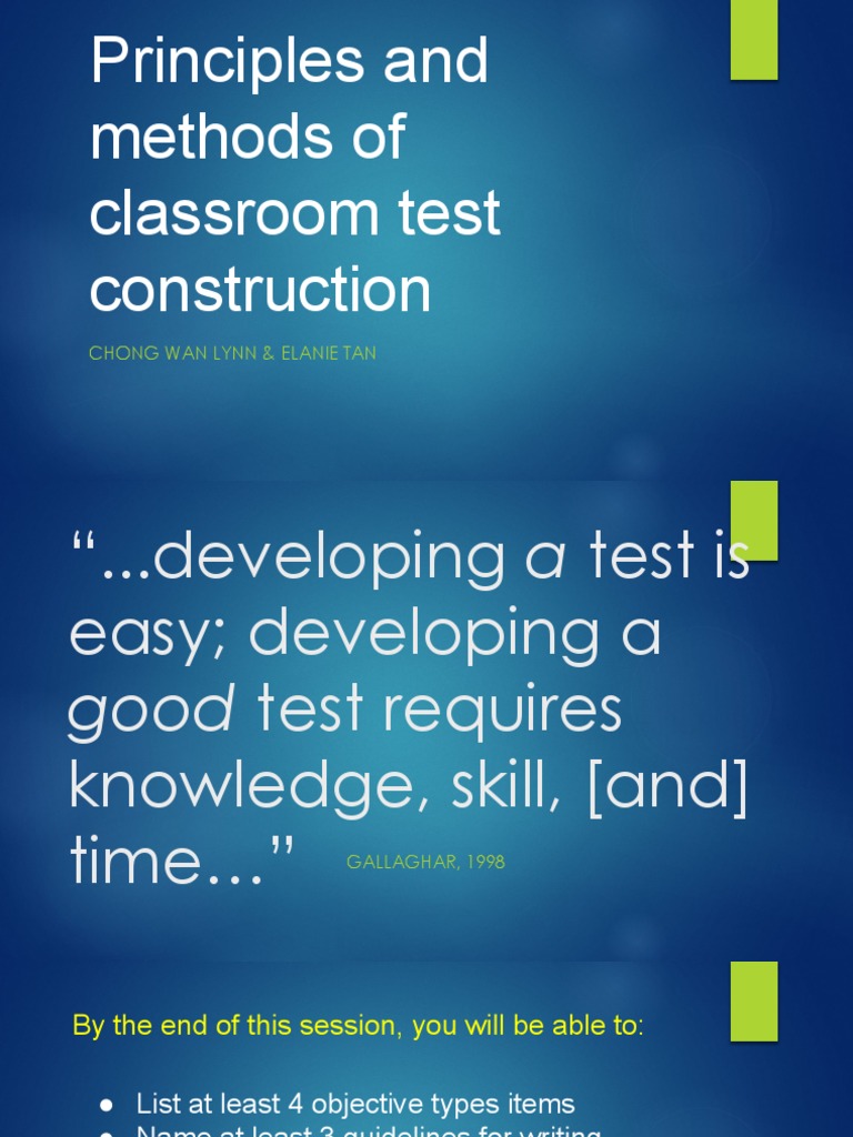 Classroom Test Construction Principles | PDF | Multiple Choice ...