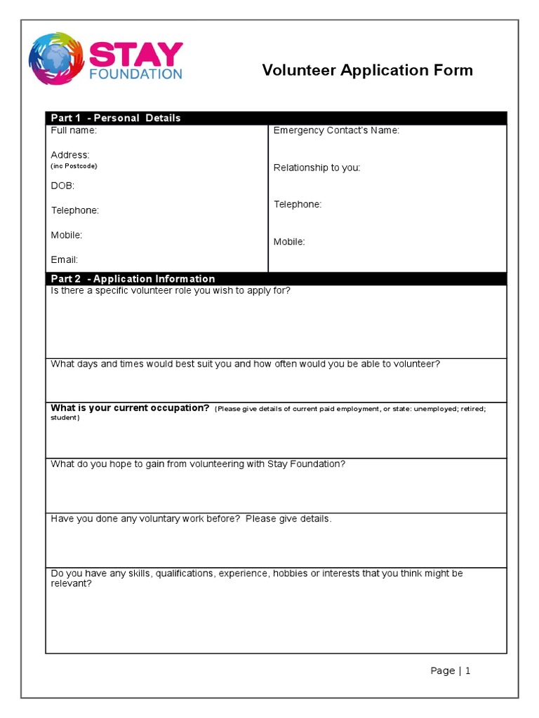 Volunteer Application Form Created DEC 2016 | PDF
