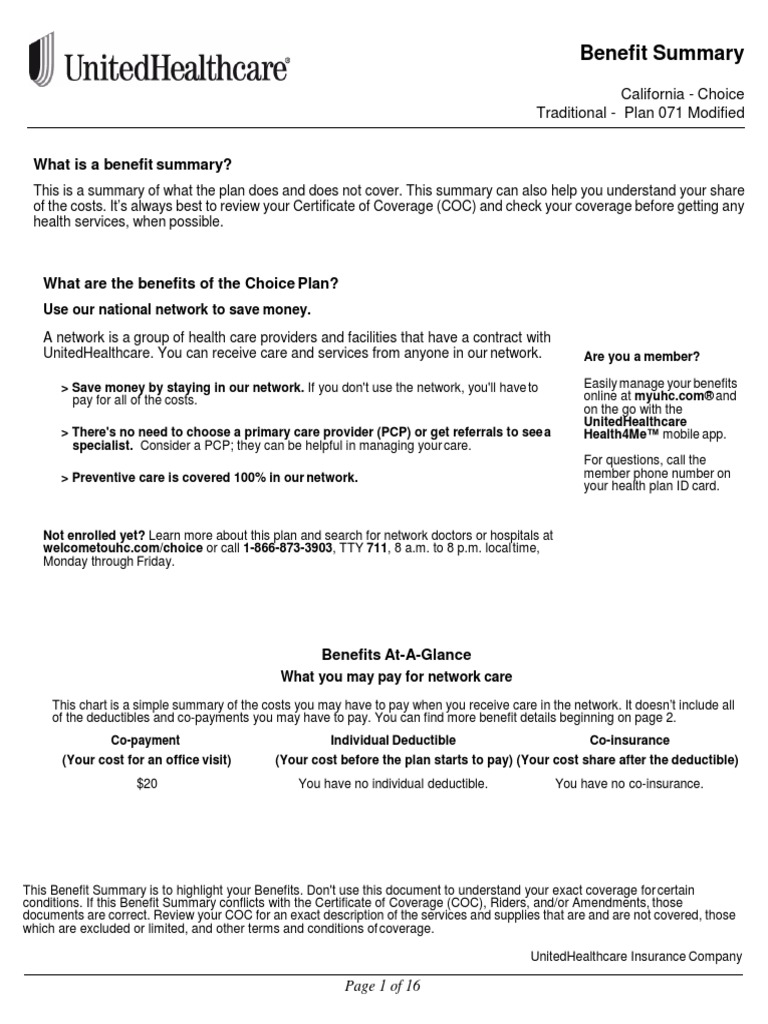 2017 UHC EPO Benefit Summary Muping Health Insurance | PDF | Dentistry ...
