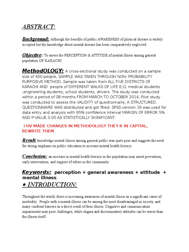 Abstract:: Background: Objective: Methodology | PDF | Mental Disorder ...