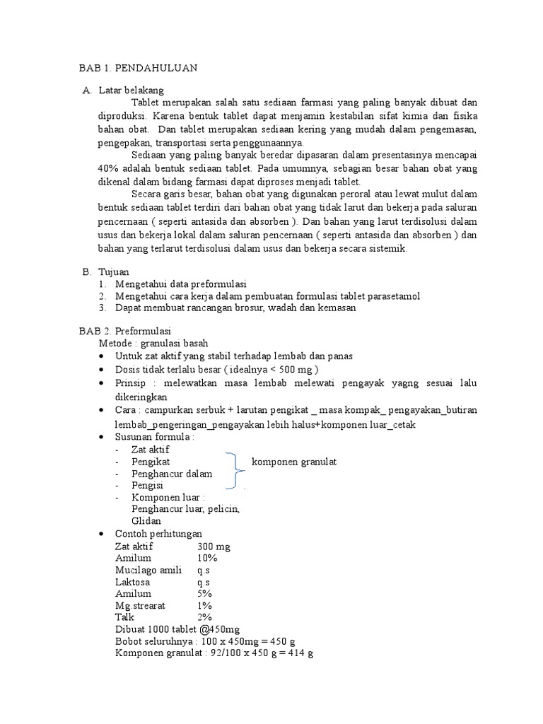 Preformulasi Parasetamol Tablet | PDF