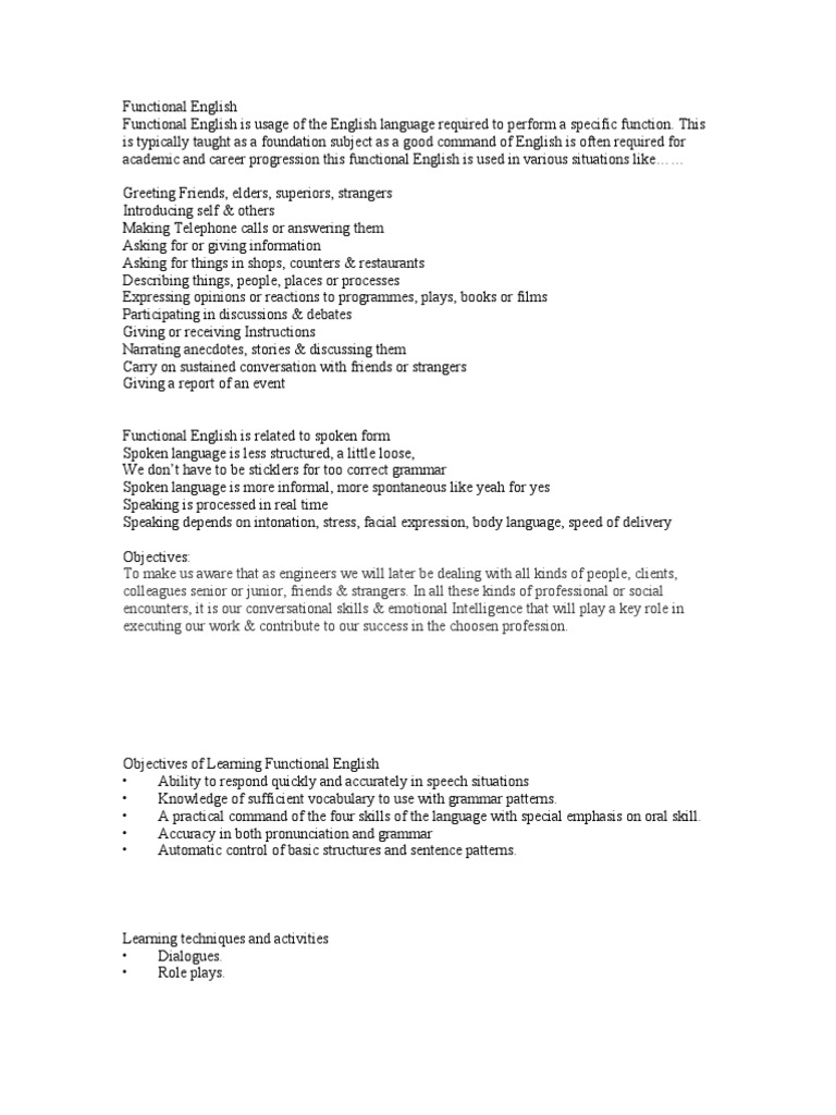 Functional English | PDF | Conversation | English Language