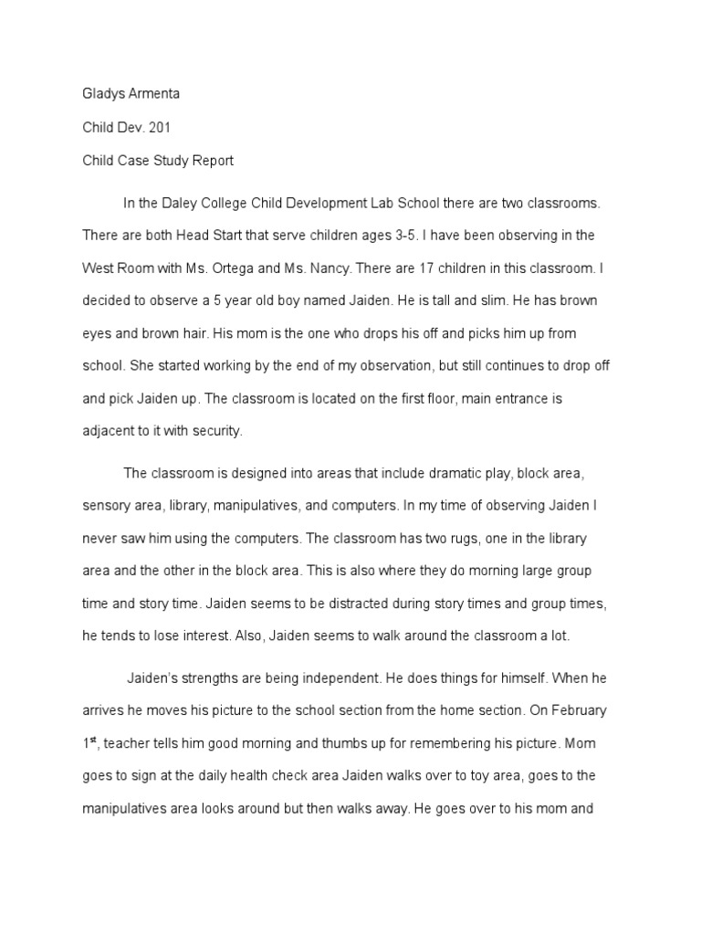 Child Case Study | PDF | Classroom | Lesson Plan