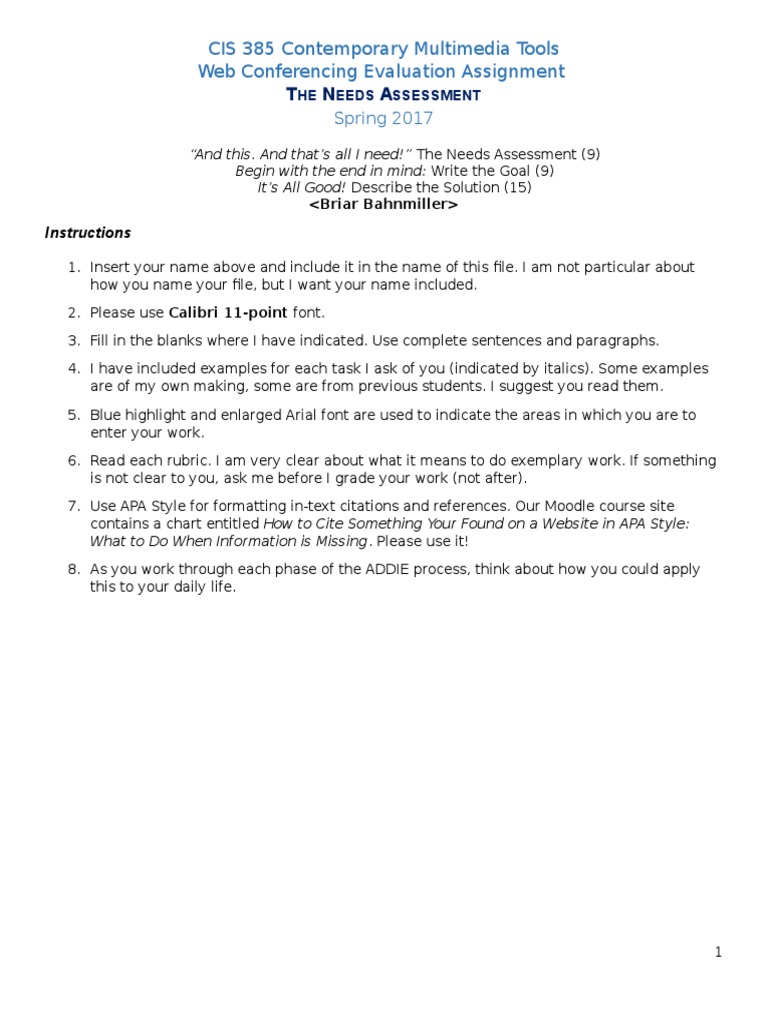 CIS 385 Contemporary Multimedia Tools Web Conferencing Evaluation ...