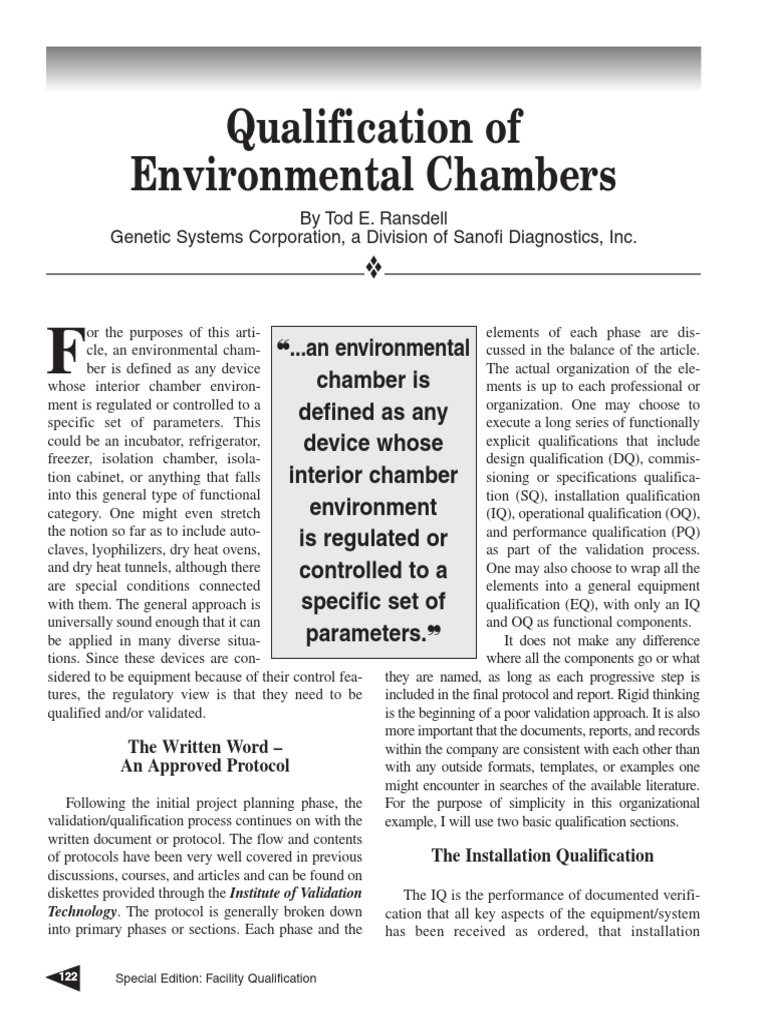Qualification of Environmental Chambers | Verification And Validation ...