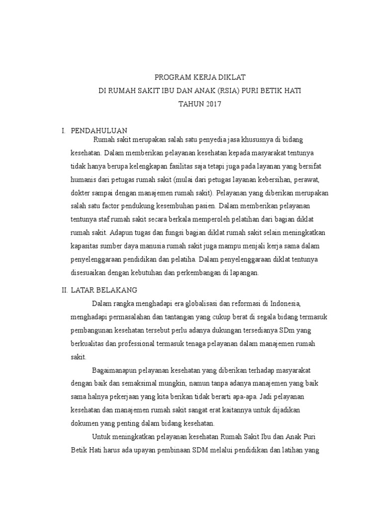 Program Kerja Diklat | PDF