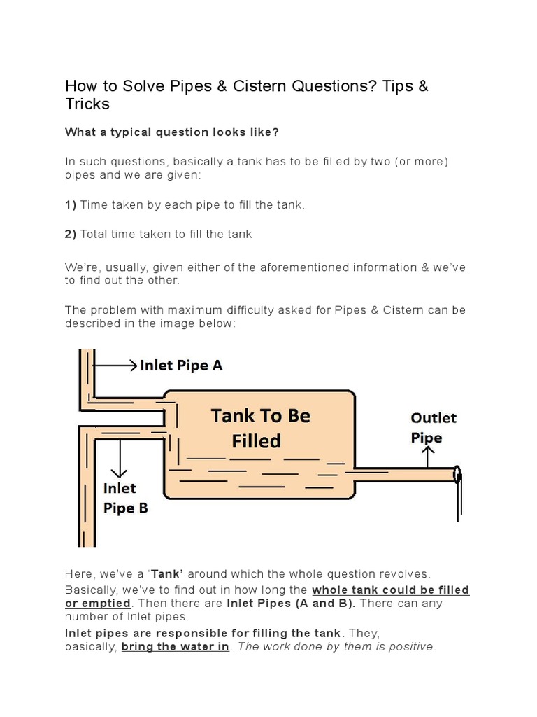 How To Solve Pipes and Tanks Cisterns Problems | PDF | Human Resource ...