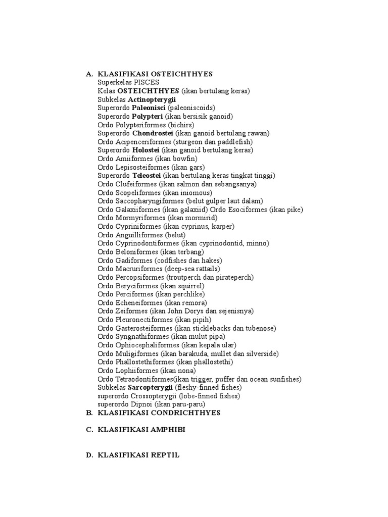 Klasifikasi Osteichthyes | PDF