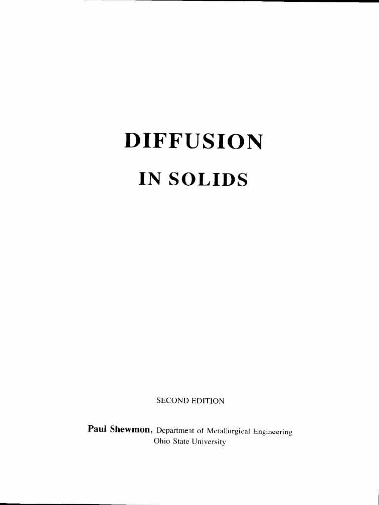 Paul Shewmon Diffusion in Solids 1989 PDF | PDF
