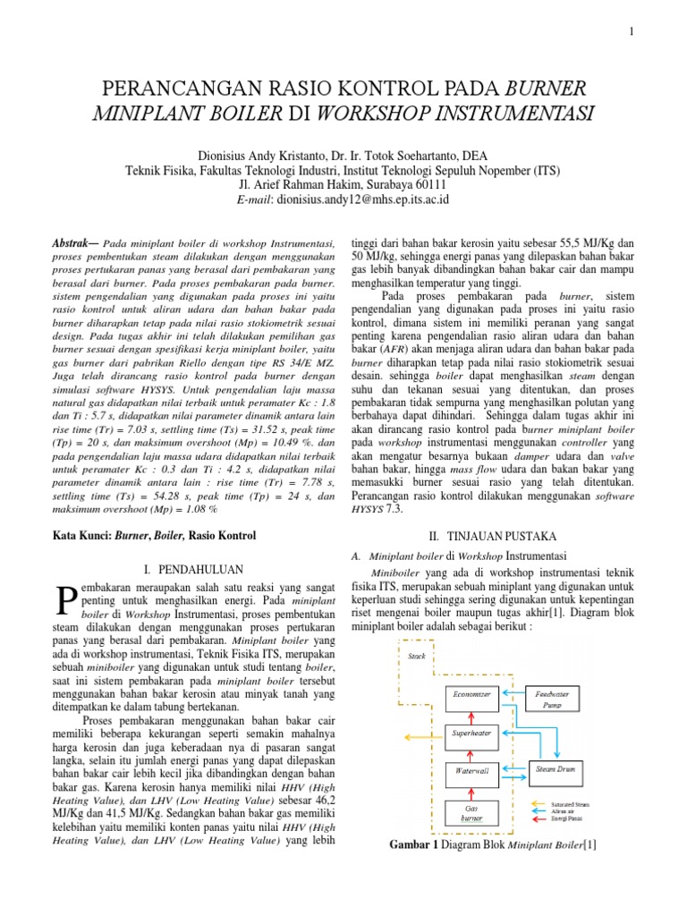 Optimasi Rasio Kontrol Burner Miniplant Boiler | PDF