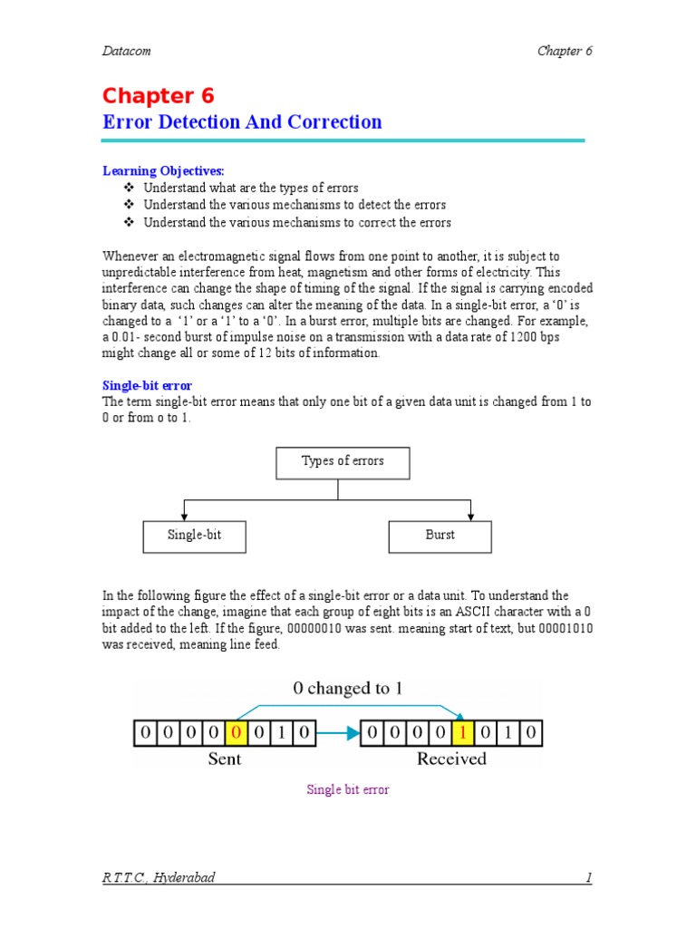 Chapter6 Error Detection And Correction Pdf Error Detection And Correction Division