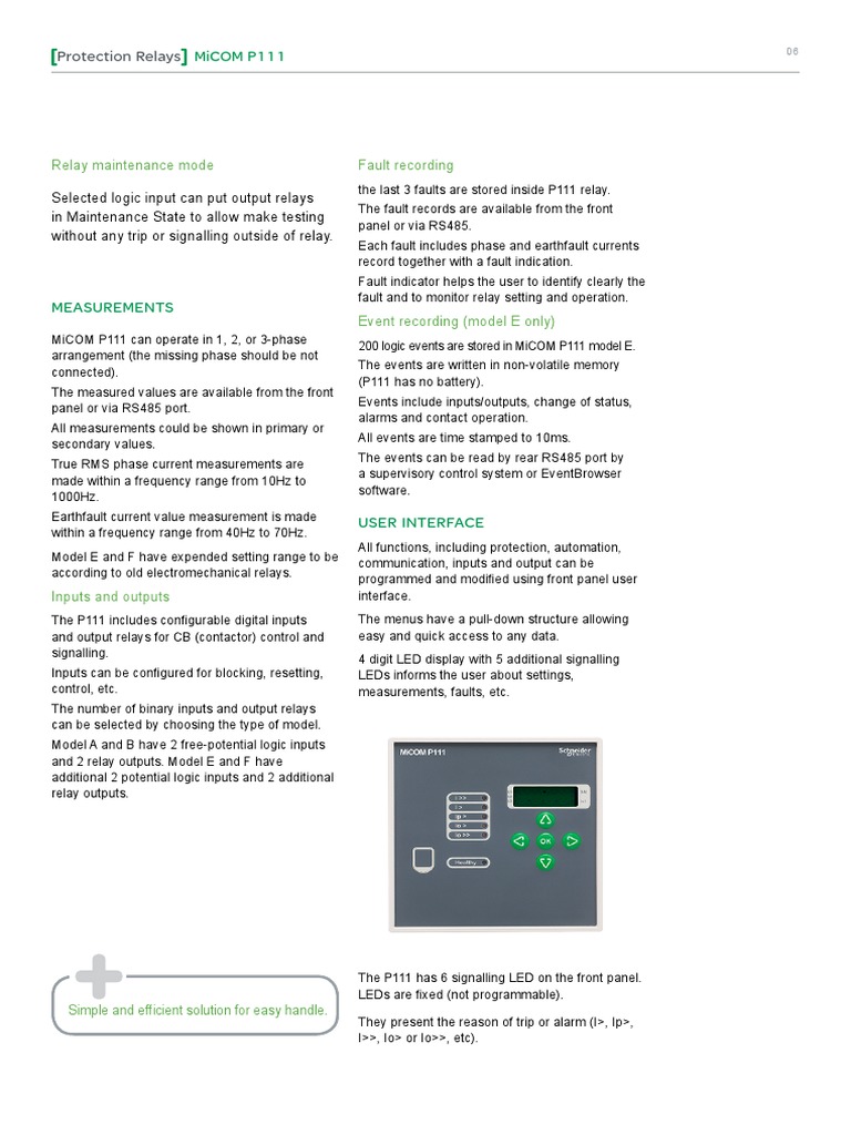 MiCOM P111 Relay User Manual | PDF | Relay | Input/Output