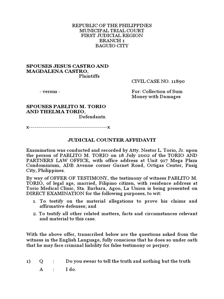 Judicial Affidavit | PDF | Perjury | Lease