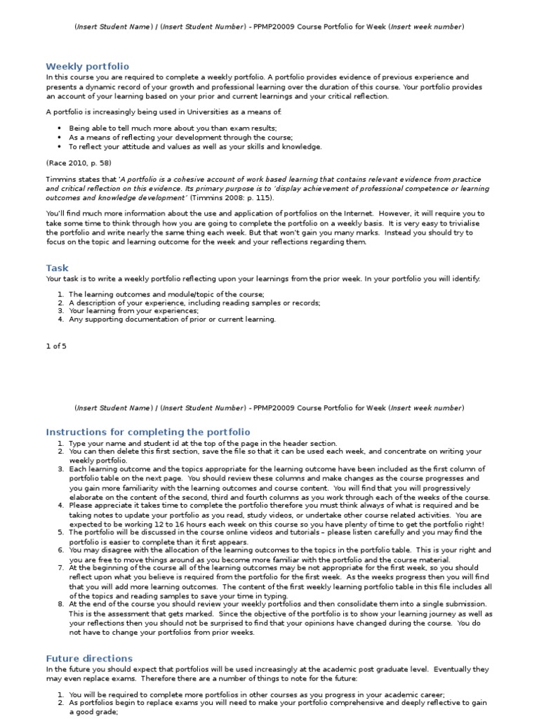PPMP20009 Template Portfolio | PDF | Educational Assessment | Competence (Human Resources)