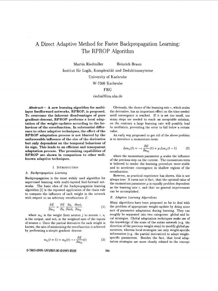 Rprop PDF | PDF | Computational Neuroscience | Algorithms And Data Structures