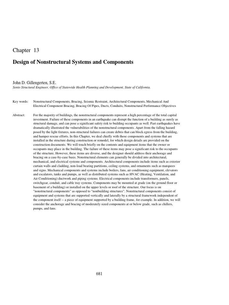 Design of Nonstructural Systems and Components | PDF | Earthquakes | Hvac