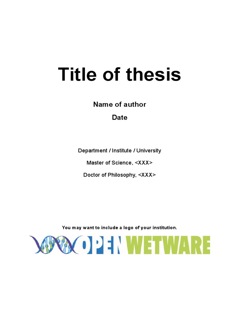 Title of Thesis: Name of Author Date | PDF | Thesis | Citation
