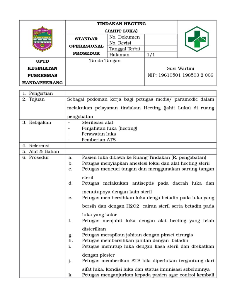 Sop Tindakan Hecting | PDF