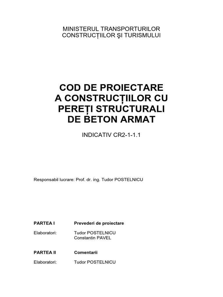 CR2 1 1.1 Proiectarea Structurilor Cu Diafragme de Beton Armat PDF | PDF