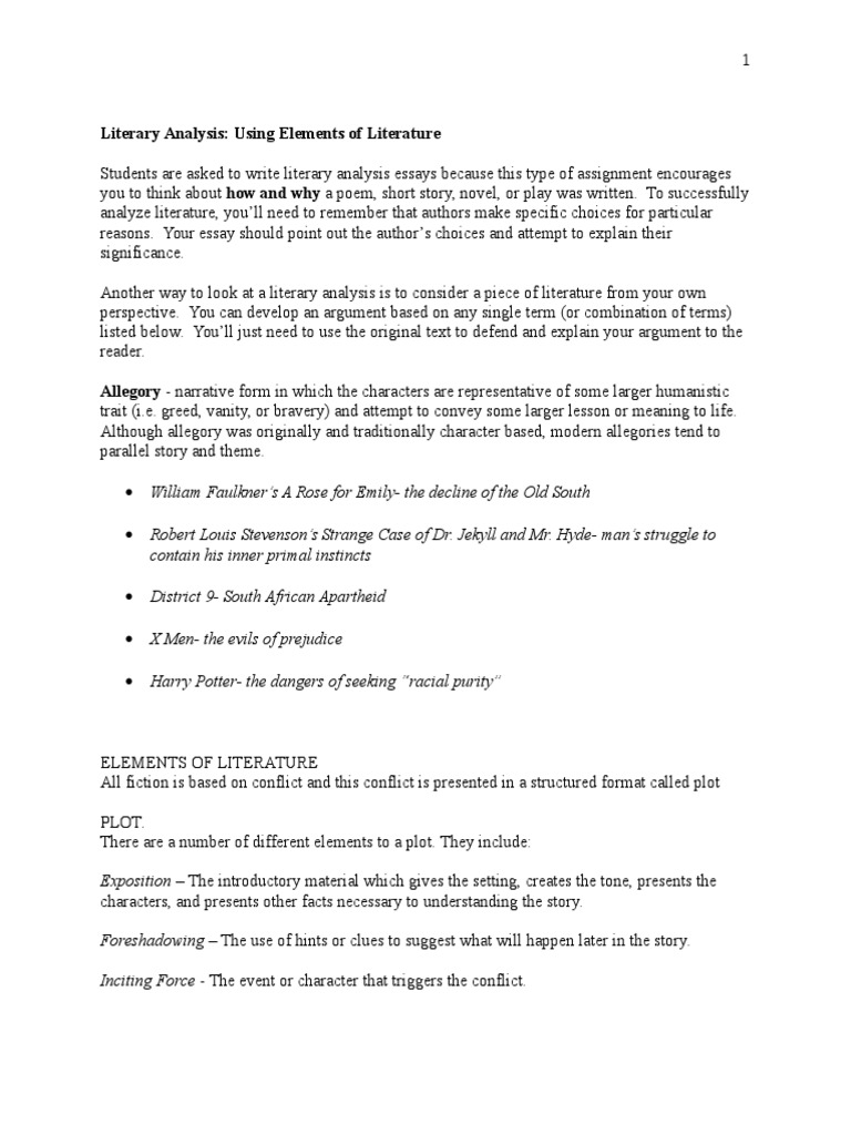 Literary Analysis - Elements of Literature | PDF | Narration | Poetry