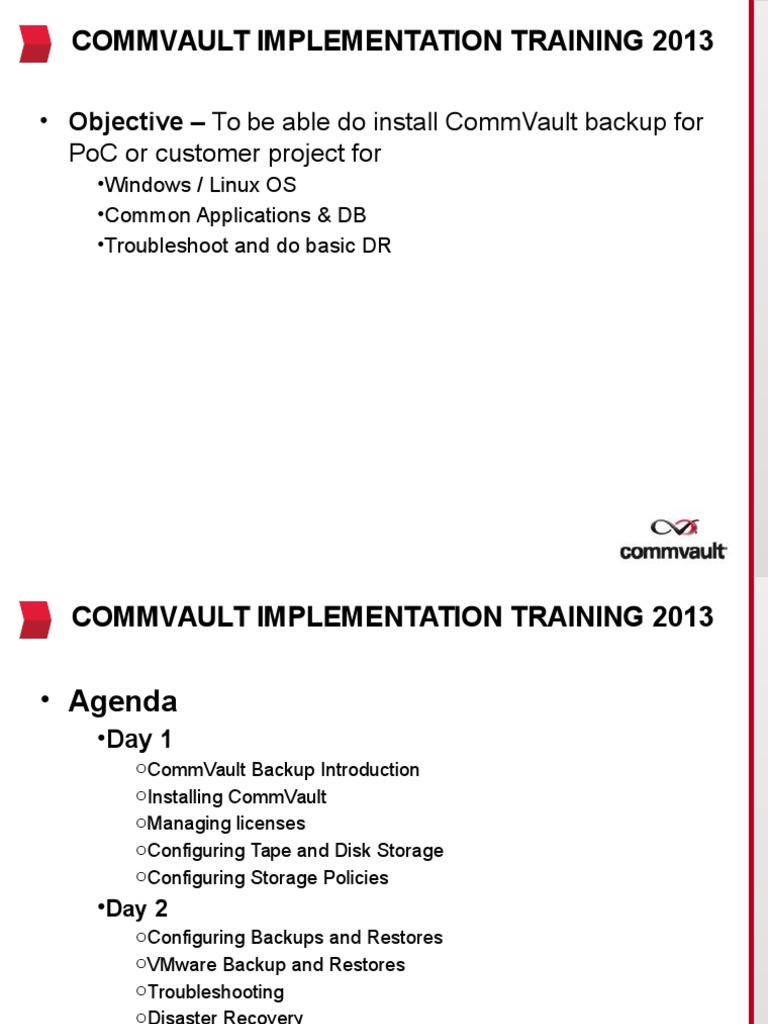 Commvault Implementation Training 2013 | PDF | Backup | Microsoft Windows