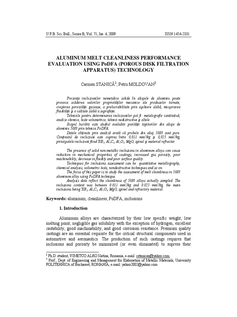 Podfa Aluminum | PDF | Aluminium | Casting (Metalworking)