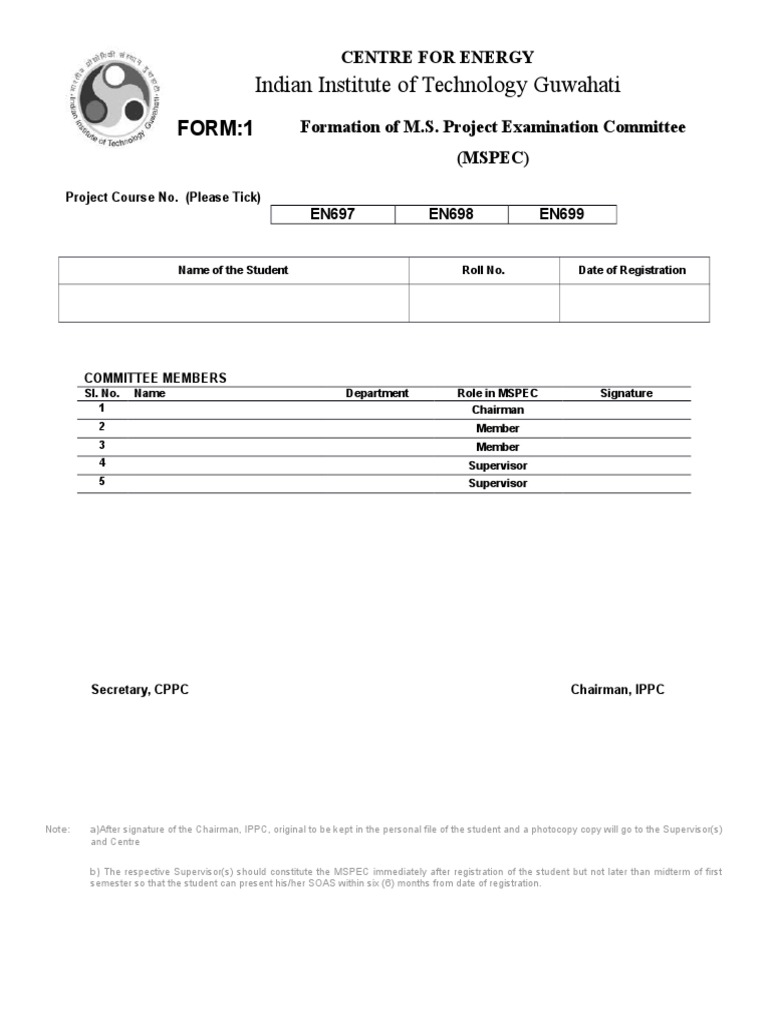 Form 1 - Formation of MSPEC | PDF