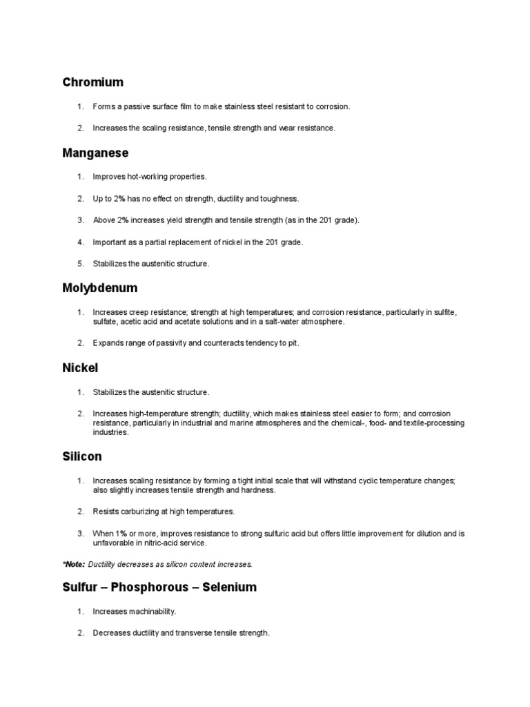 The Effects of Common Alloying Elements on the Properties of Stainless ...