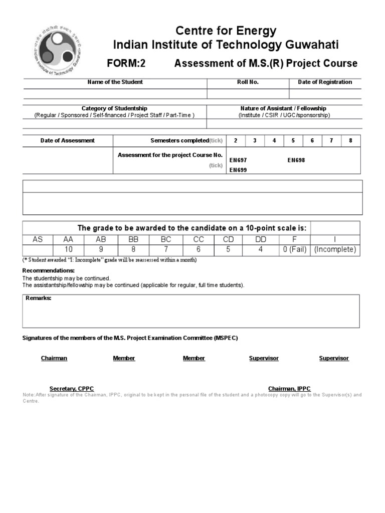 Form 2 - Assessment of MS Project Course | PDF