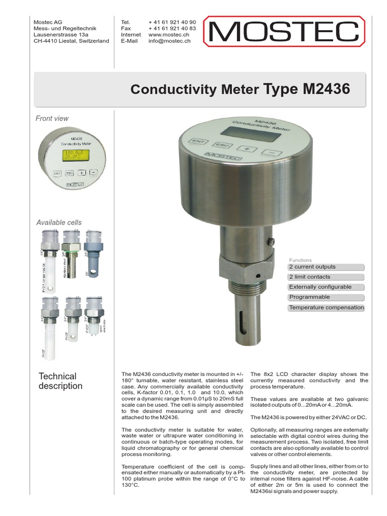 MOSTEC Conductivity Meter Type M2436 PDF | PDF | Electrical Connector ...
