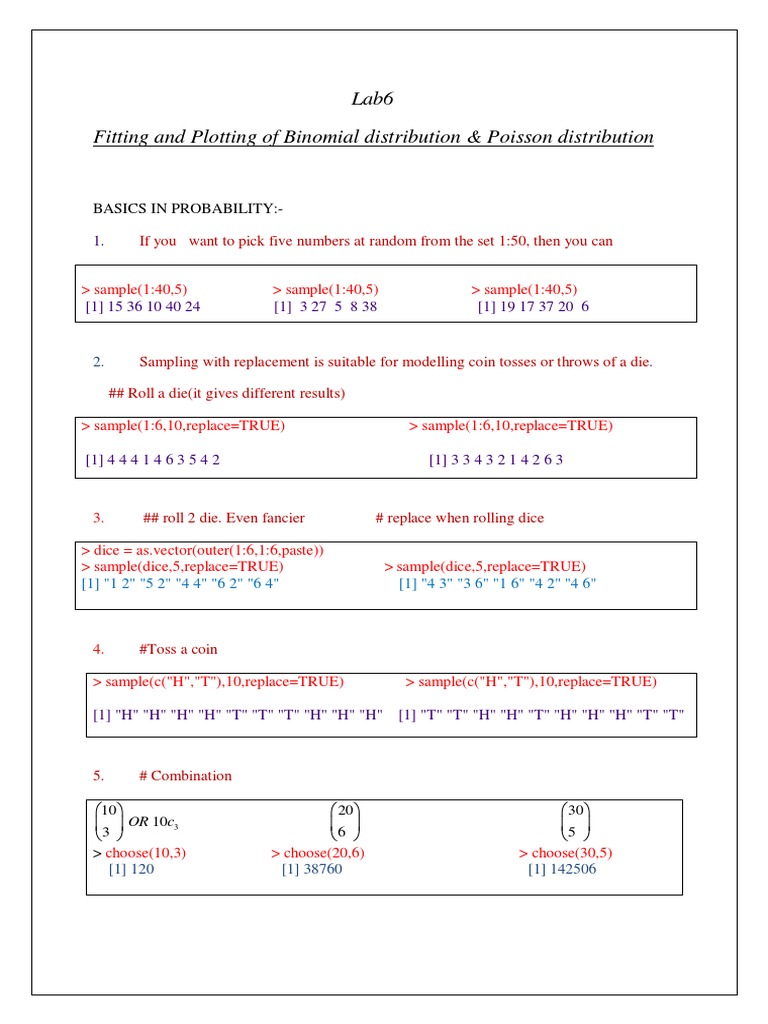 Lab-6-Binomail and Poisson Distribution | PDF | Probability ...