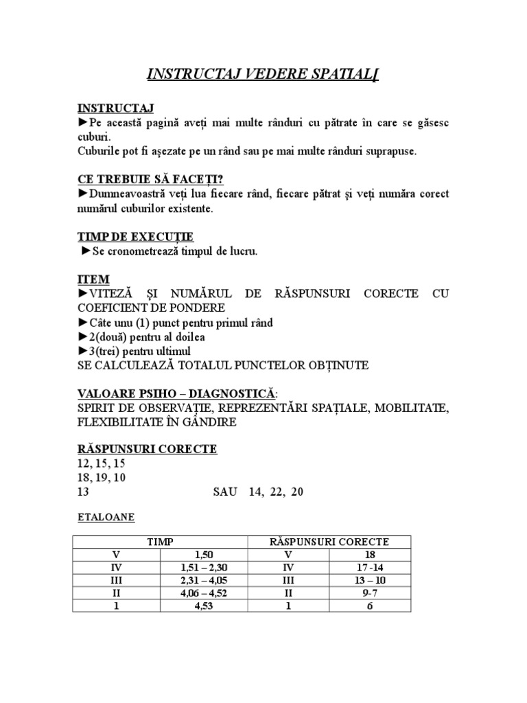 Test Vedere Spatiala - Instructaj