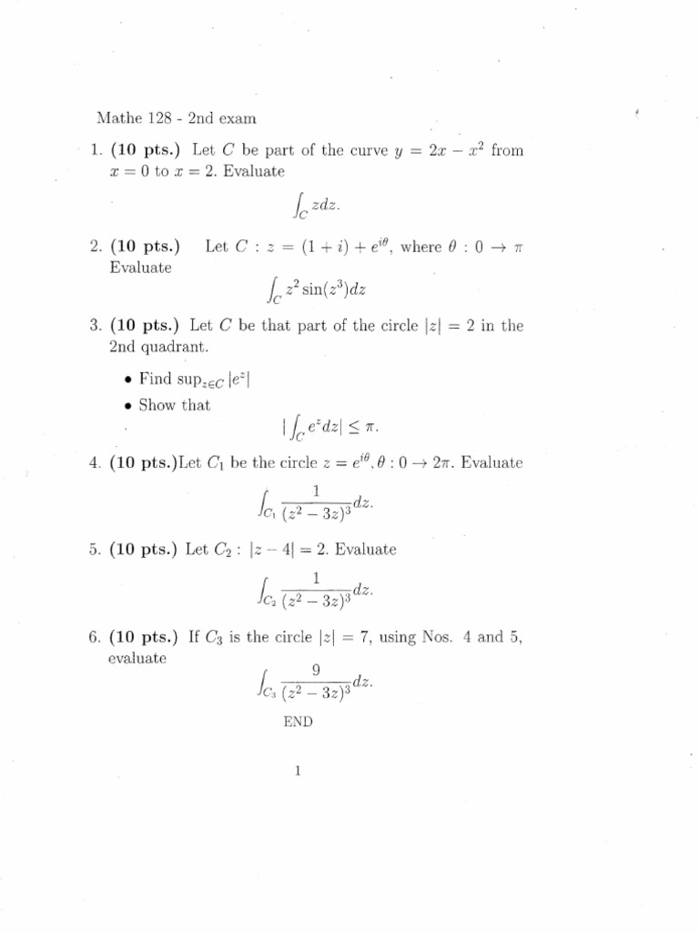 Complex Analysis Exam Problems | PDF