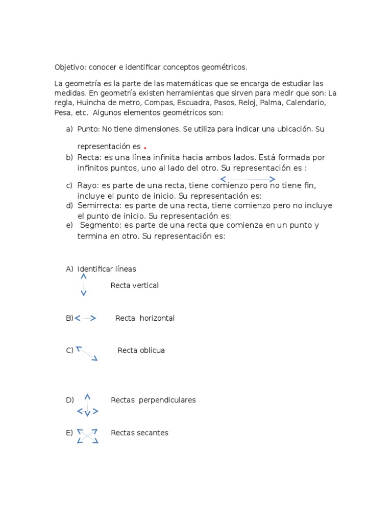 Punto, Recta, Semirrecta, Rayo | PDF