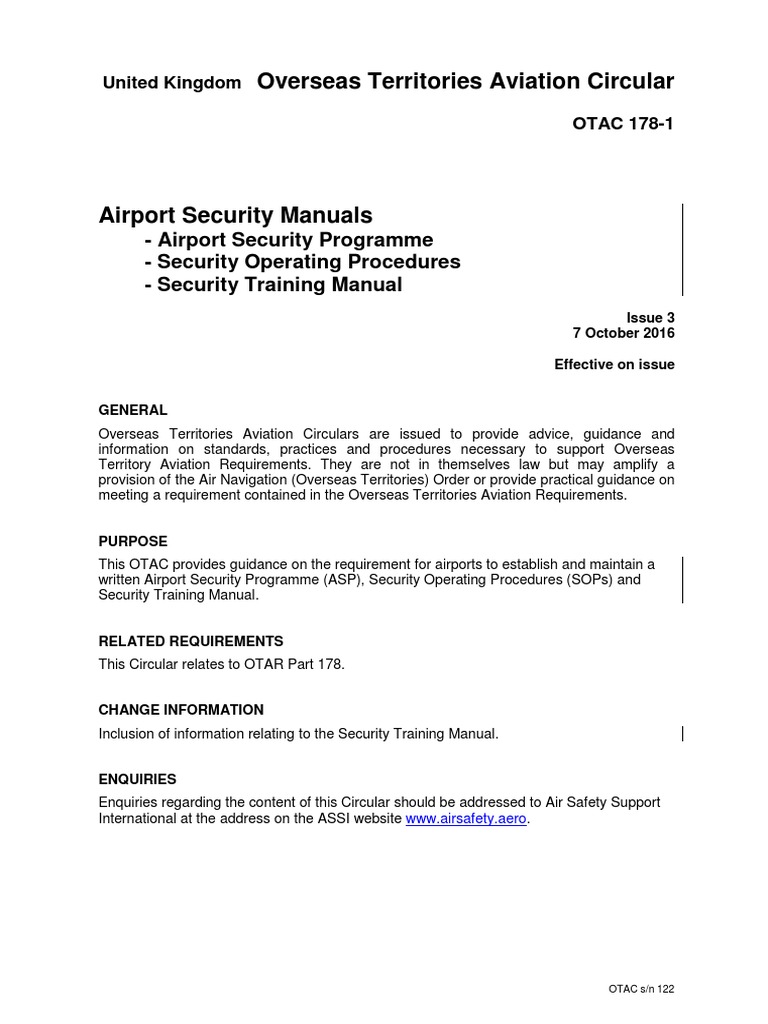 Guidance on Establishing Airport Security Manuals in the United Kingdom ...