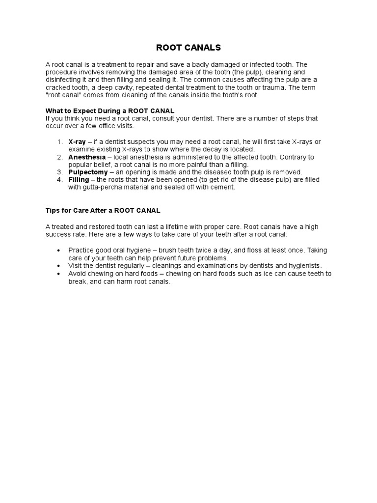 Root Canals: What To Expect During A ROOT CANAL | PDF | Human Tooth ...