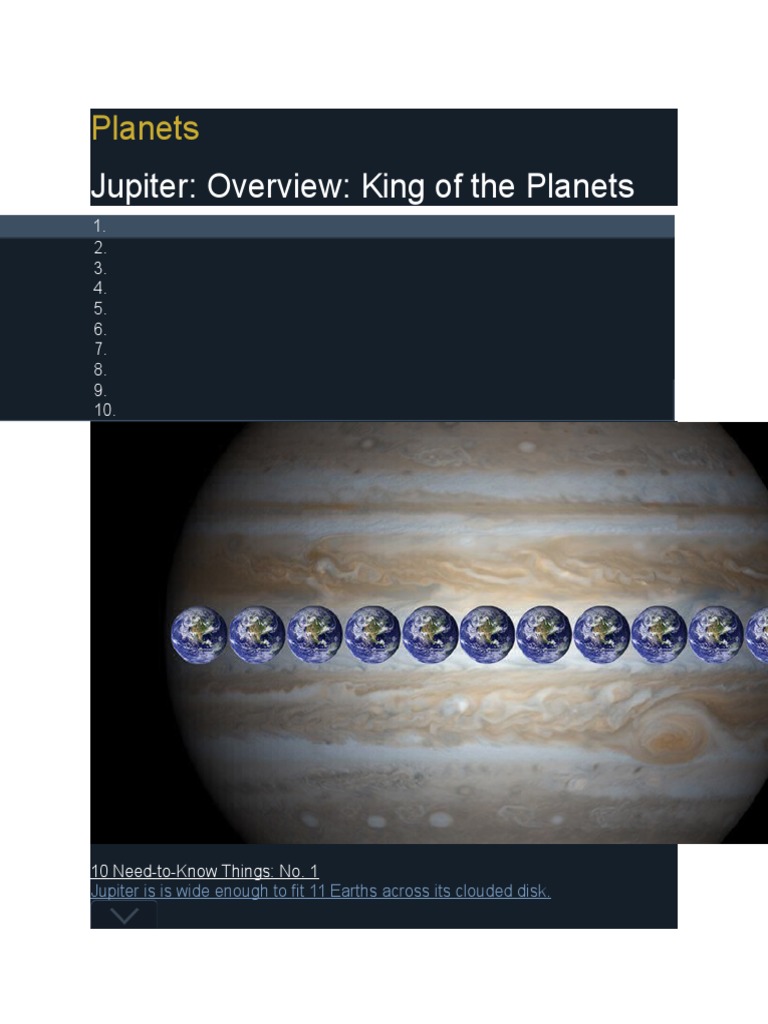 Jupiter: Overview: King of The Planets | PDF | Science & Mathematics ...