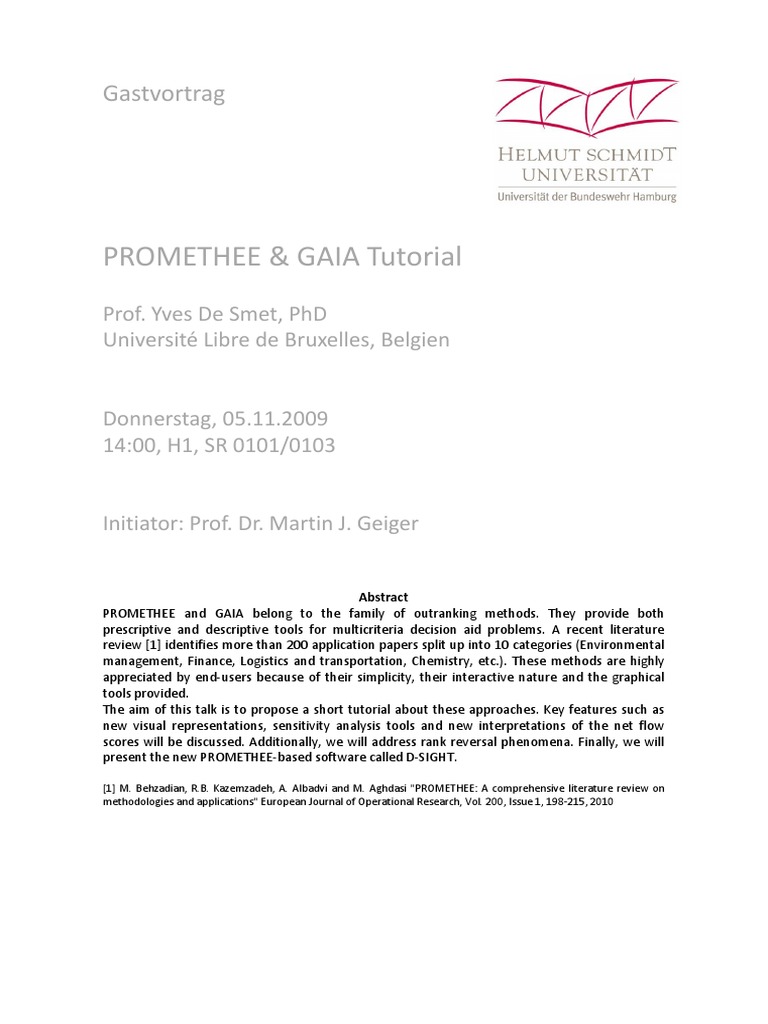 PROMETHEE & GAIA Tutorial Overview | PDF | Computers | Technology & Engineering