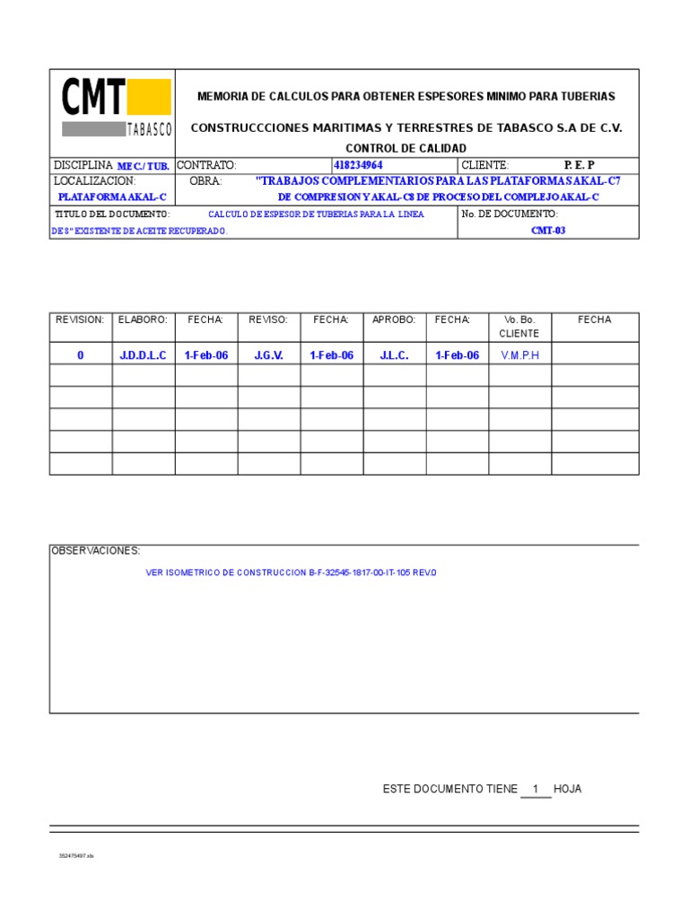 Calculo de CMT de Tee Envolvente | PDF