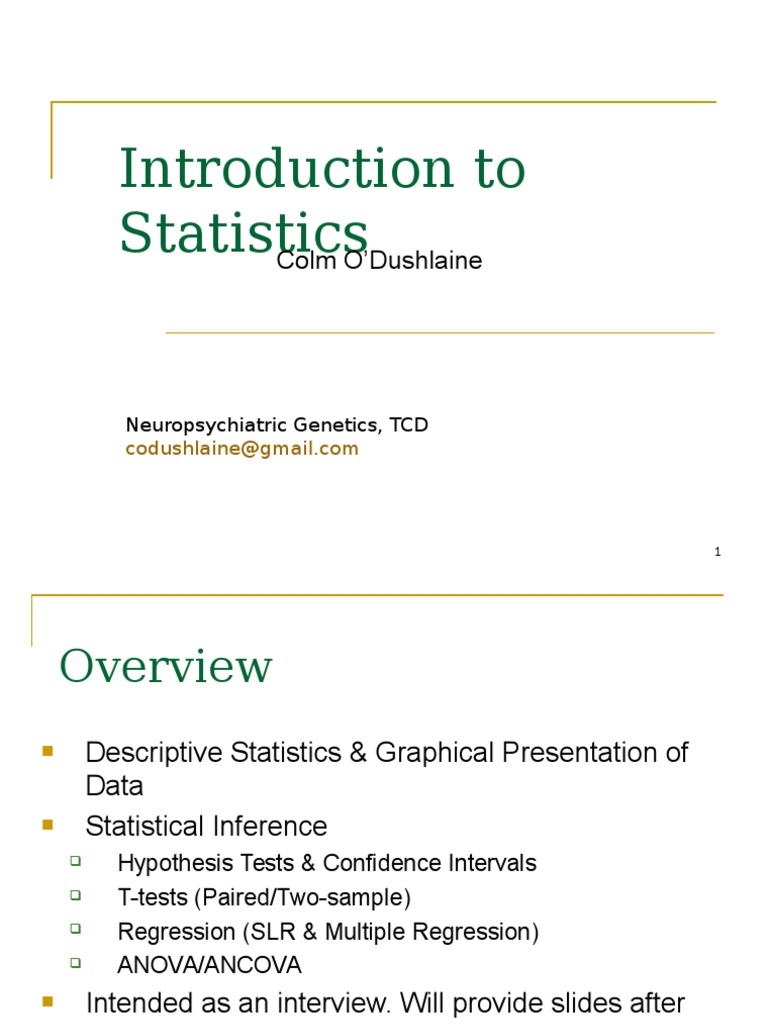 Introduction to Statistics Overview | PDF | Coefficient Of Variation ...